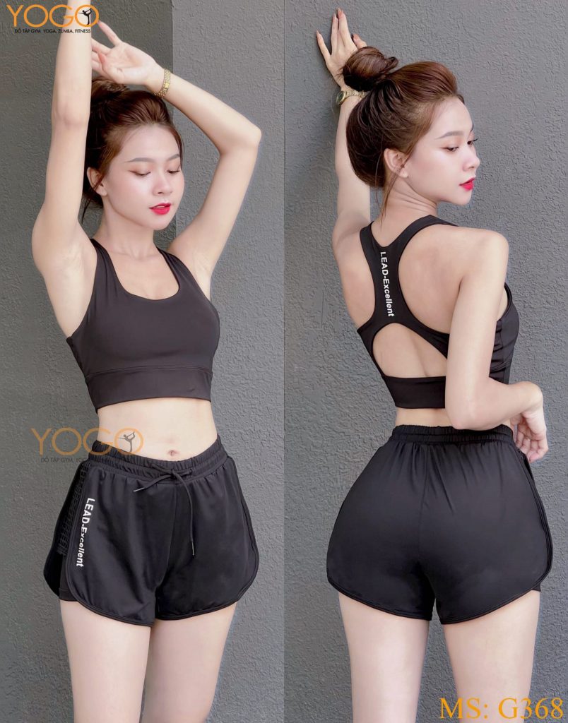 Bộ đồ tập gym nữ tay cộc quần cộc G368 - YOGO - Đồ tập Gym, Yoga, Zumba, Fitness